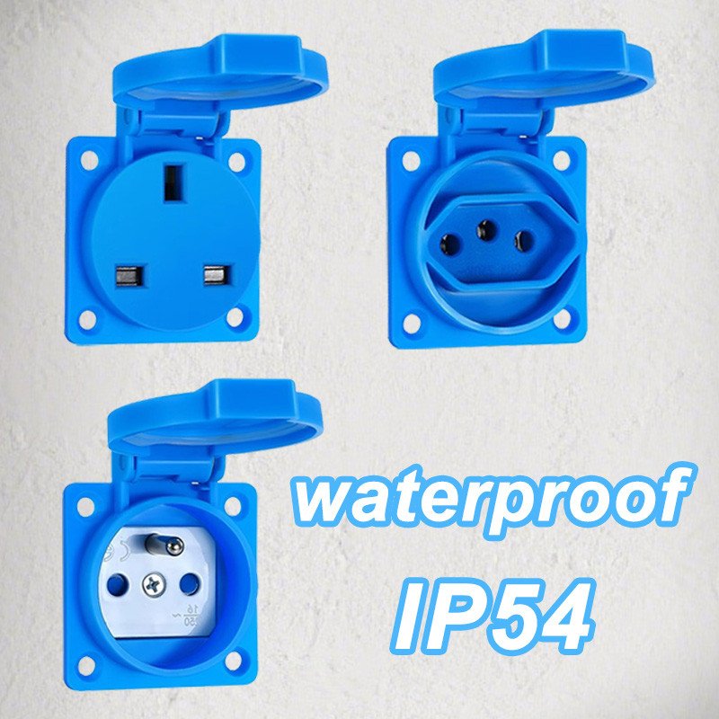 Jual IP54 Industrial Grade Waterproof Outdoor Socket 16A Panel Mount ...