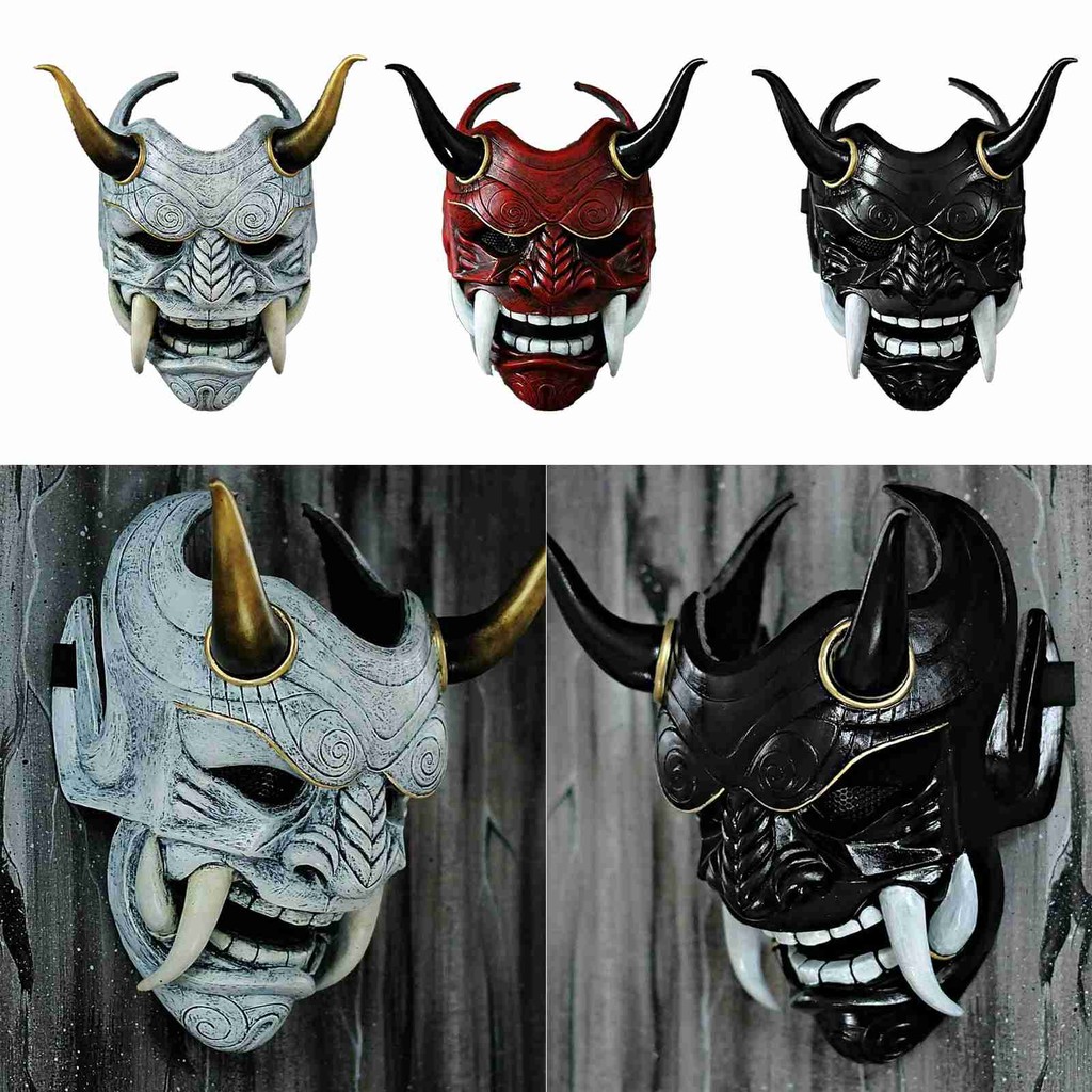 Jual Japanese Hannya Demon Mask Ghost Oni Samurai Noh Kabuki Red Prajna ...