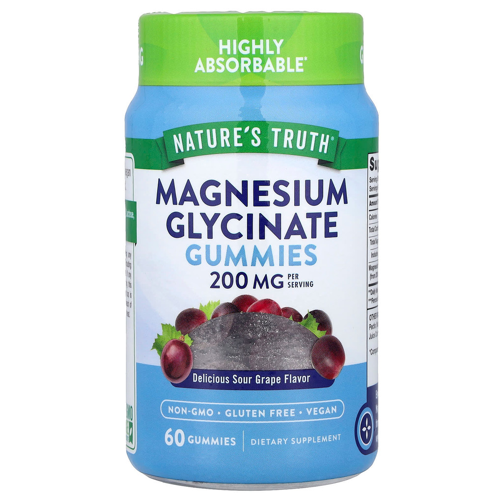 Jual Nature's Truth, Magnesium Glycinate Gummies, Delicious Sour Grape ...