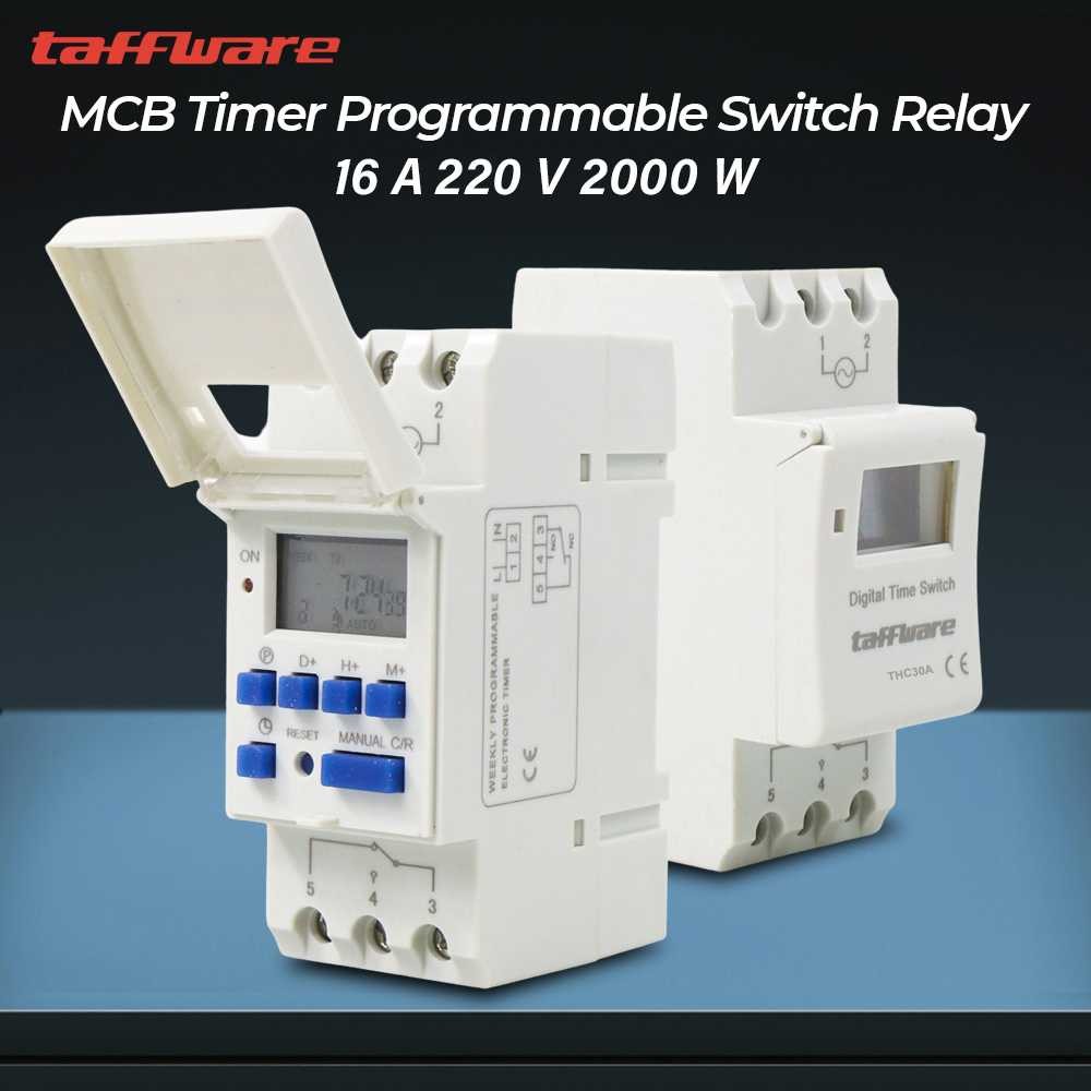 Jual Taffware Programmable Digital Timer Switch 28 Program 220V/25A(16A) - THC30A | Shopee Indonesia