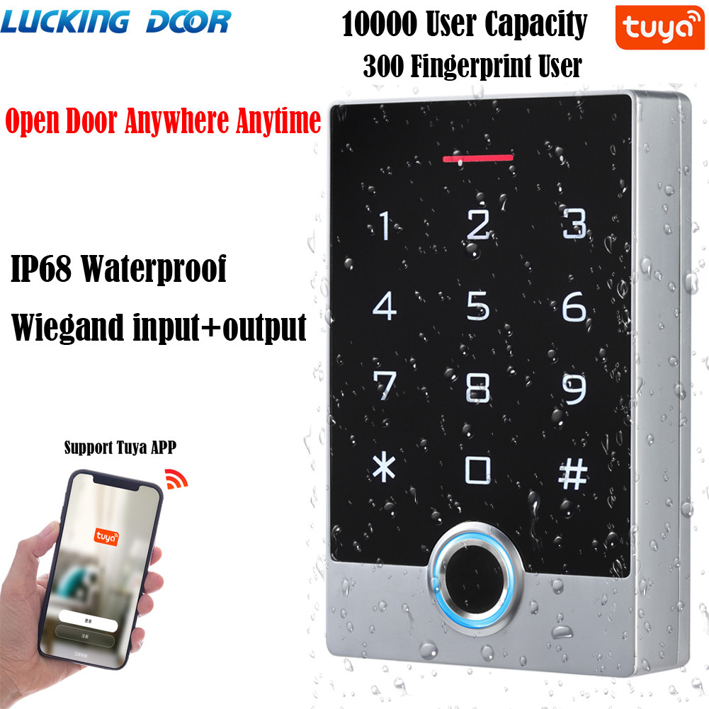 Jual WIFI Tuya APP Keyless Door Lock Waterproof Fingerprint Access ...