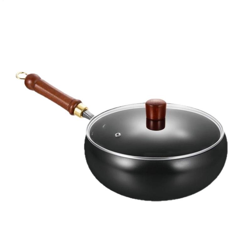 Jual Wok pan chinês wok com alça de madeira resistente a riscos sem ...