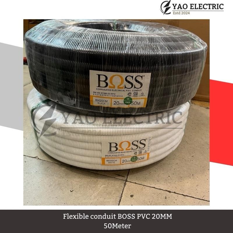 Jual Flexible conduit selang pvc BOSS PVC 20MM 50Meter Putih dan Hitam ...