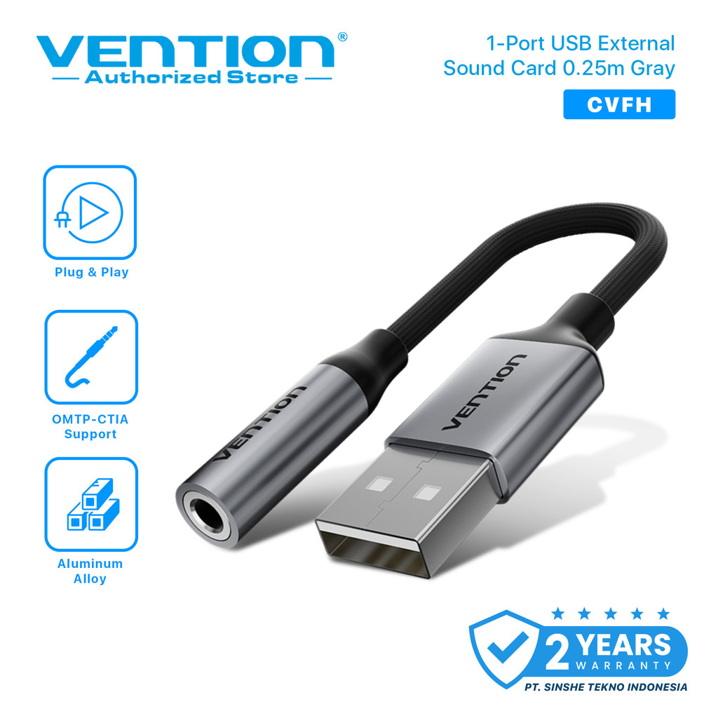 Jual VENTION USB Sound Card Eksternal 1-Port Headset Mic 3.5mm Support ...
