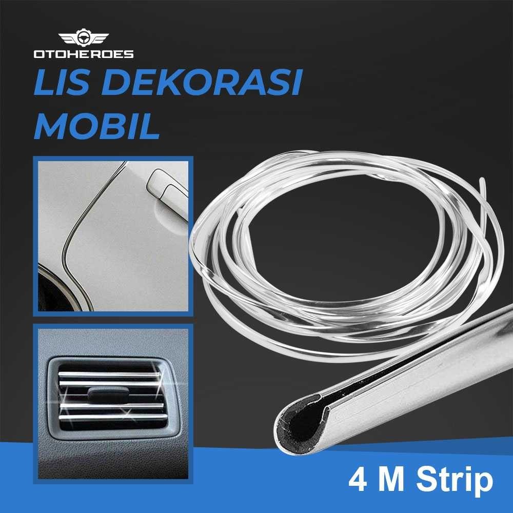Jual Lis Dekorasi Interior Mobil Moulding Chrome Trim Strip 4 Meter ...