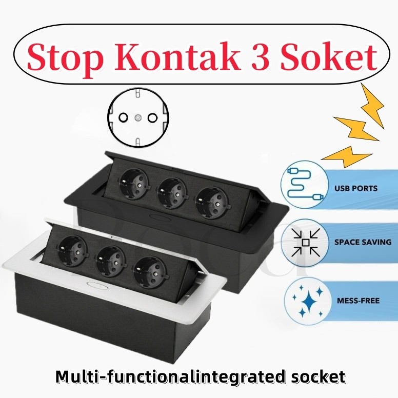 Jual VOLTHOUSE STOP KONTAK MEJA POP UP SOCKET 3 LUBANG HITAM/Stopkontak ...