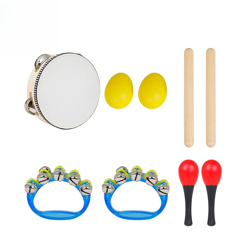 Jual 5Pcs Set Orff Instrument Set 6 Inch Black Lamb Chop Tambourine ...