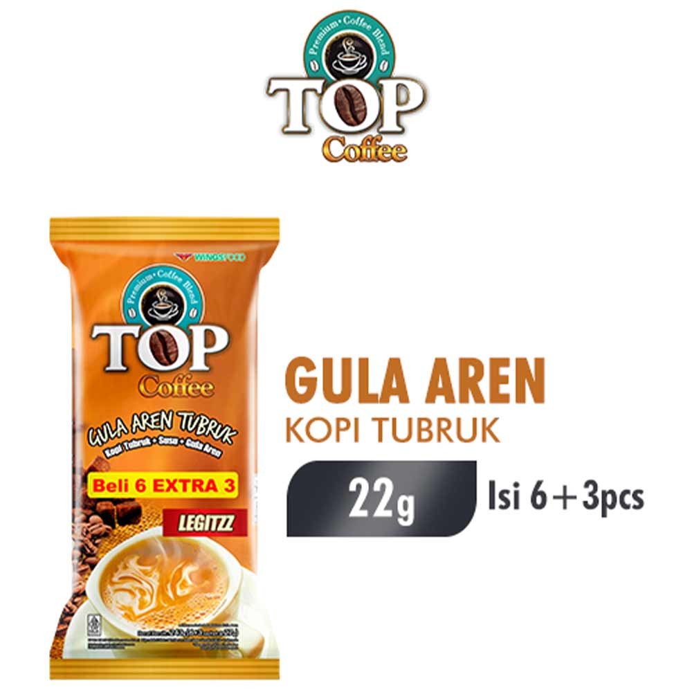 Jual TOP COFFEE KOPI INSTANT 3 IN 1 (6+3) SUSU+GULA AREN 243g | Shopee ...