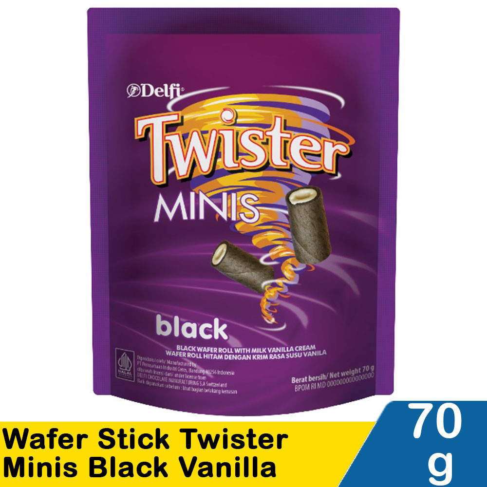Jual DELFI WAFER STICK TWISTER MINIS BLACK VANILLA 70g | Shopee Indonesia