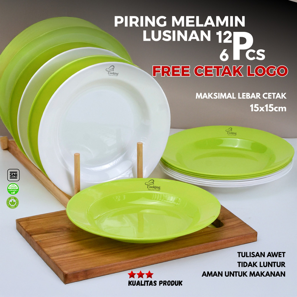 Jual Piring Makan Melamin Bulat Lusin 6/12pcs + FREE Cetak Logo ...