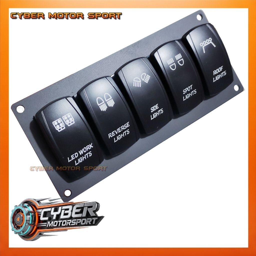 Jual Panel Saklar mobil 5 tombol rocker switch 12v 24v 5 gang LED ...