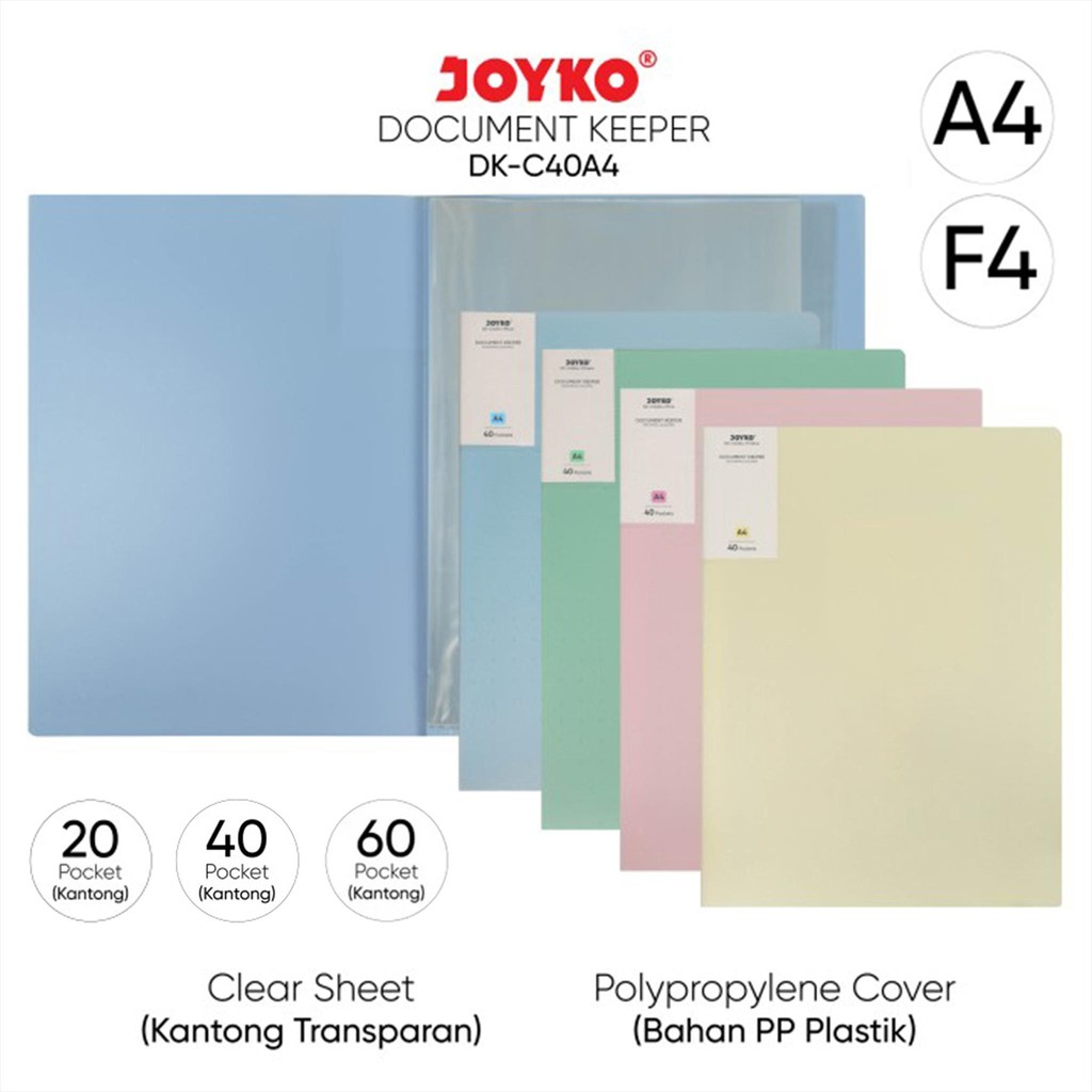 Jual NA JOYKO Document Keeper A4 F4 20 40 60 Pockets / Clear Holder ...