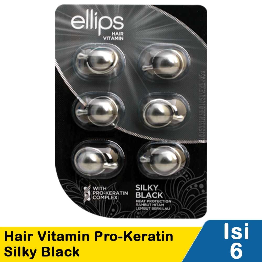 Jual ELLIPS HAIR VITAMIN PRO-KERATIN SILKY BLACK 6x1mL | Shopee Indonesia