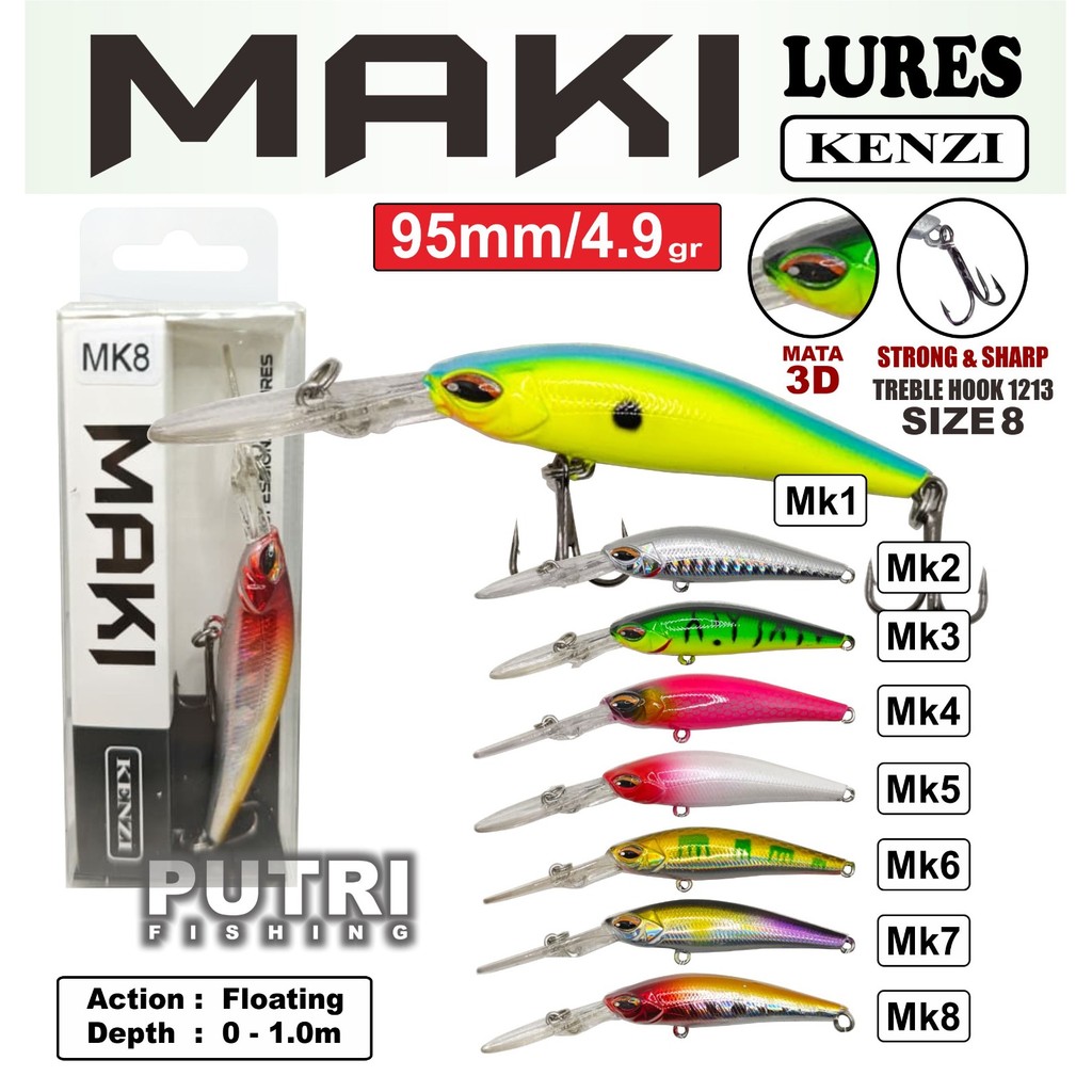 Jual LURE KENZI MAKI 95mm 4.9g - FLOATING Umpan Tiruan Pancing Air ...