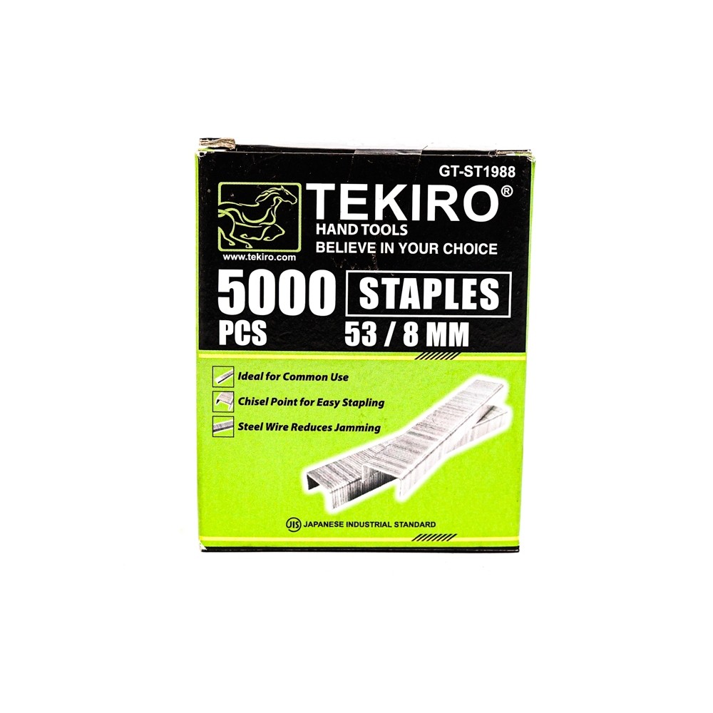 Jual Tekiro ISI STAPLES GUN 53/8mm 5000 PCS / Lebar 11 mm, Tinggi 8 mm ...