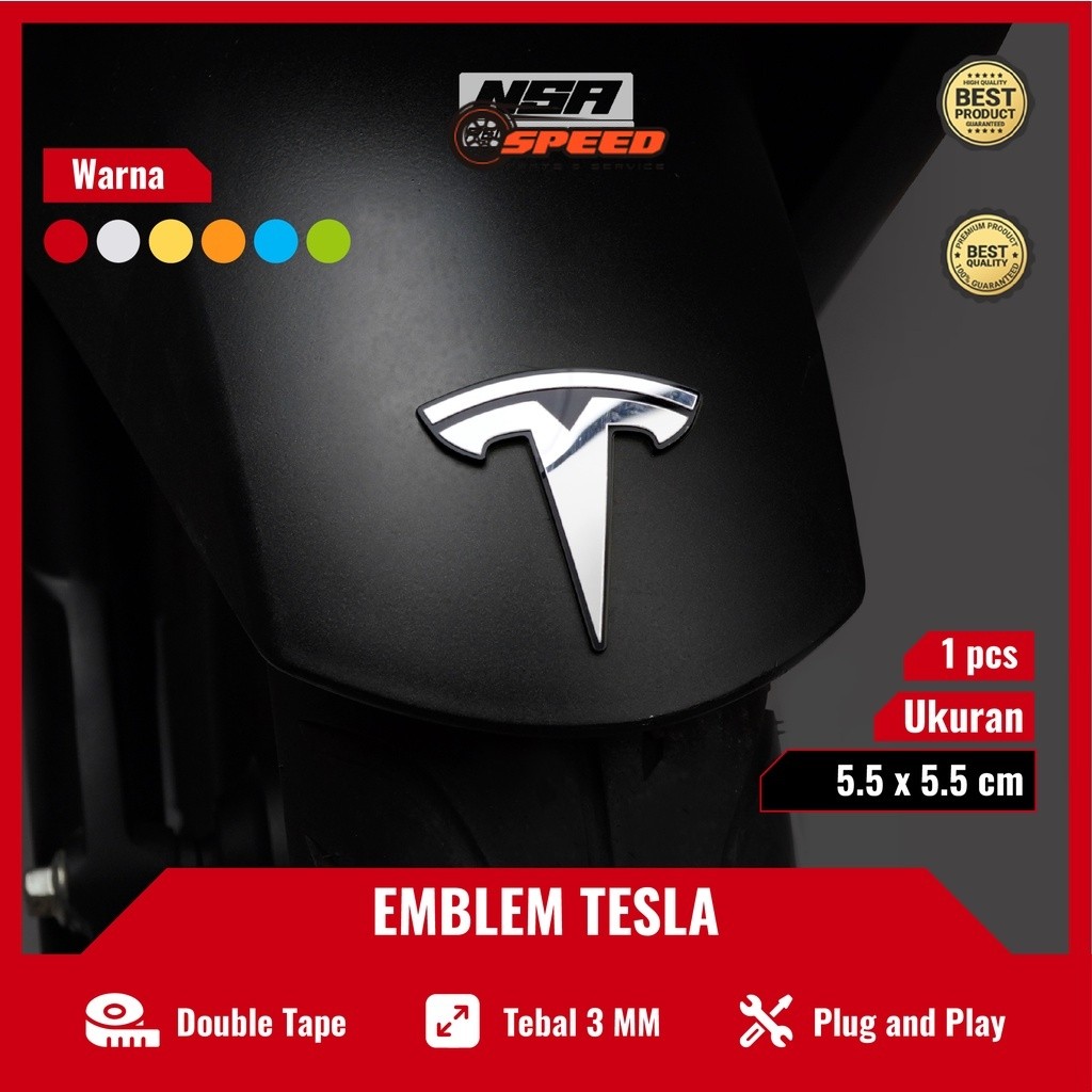 Jual 1PCS EMBLEM LOGO TESLA MOTOR MOBIL EMBLEM HELM SPAKBOARD MOTOR ...