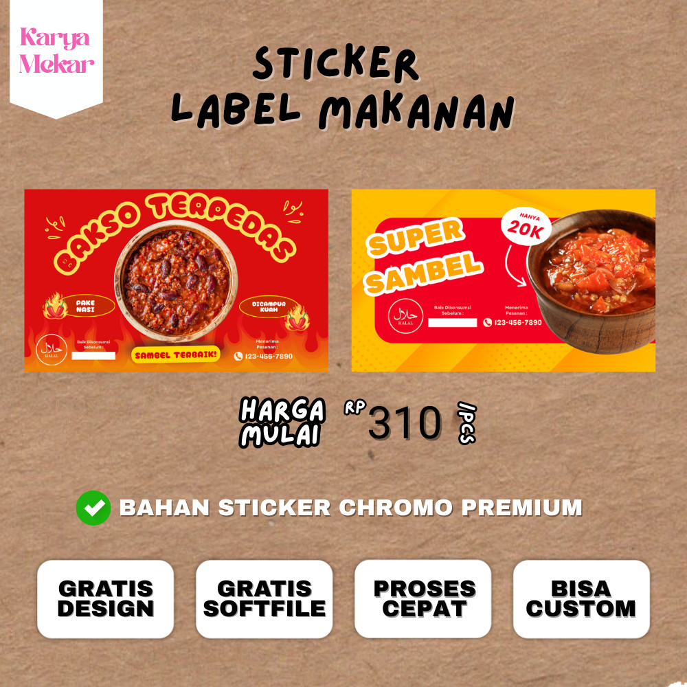 Jual [ISI 45pcs] Cetak Stiker Sambal Label Toples Custom | Shopee Indonesia