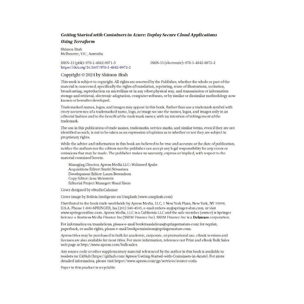 Jual GETTING STARTED WITH CONTAINERS IN AZURE : Deploy Secure Cloud Applications Using Terraform ...