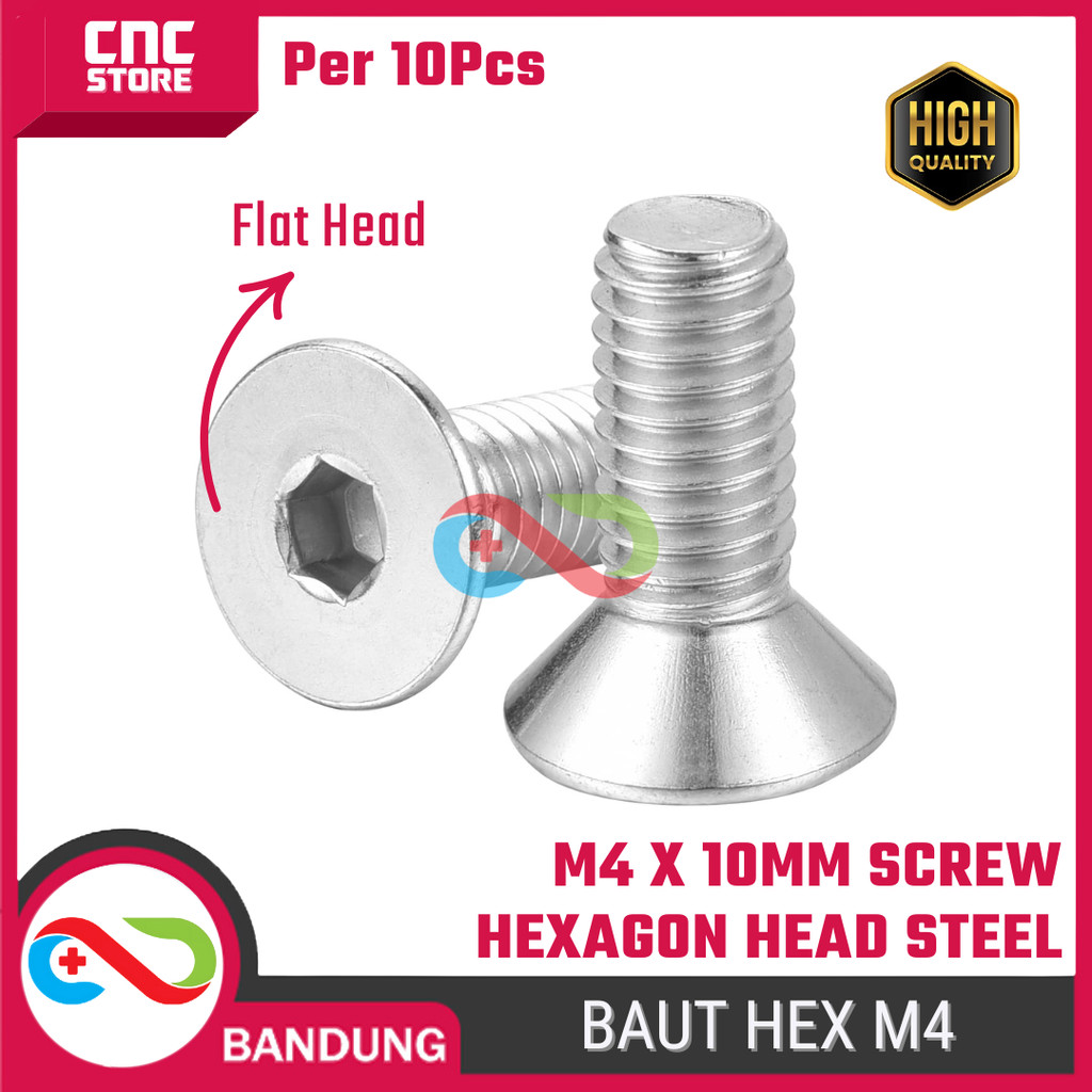 Jual 10 PCS Baut Hexagon M4 x 10mm – Sekrup Kepala Hex Stainless Steel ...