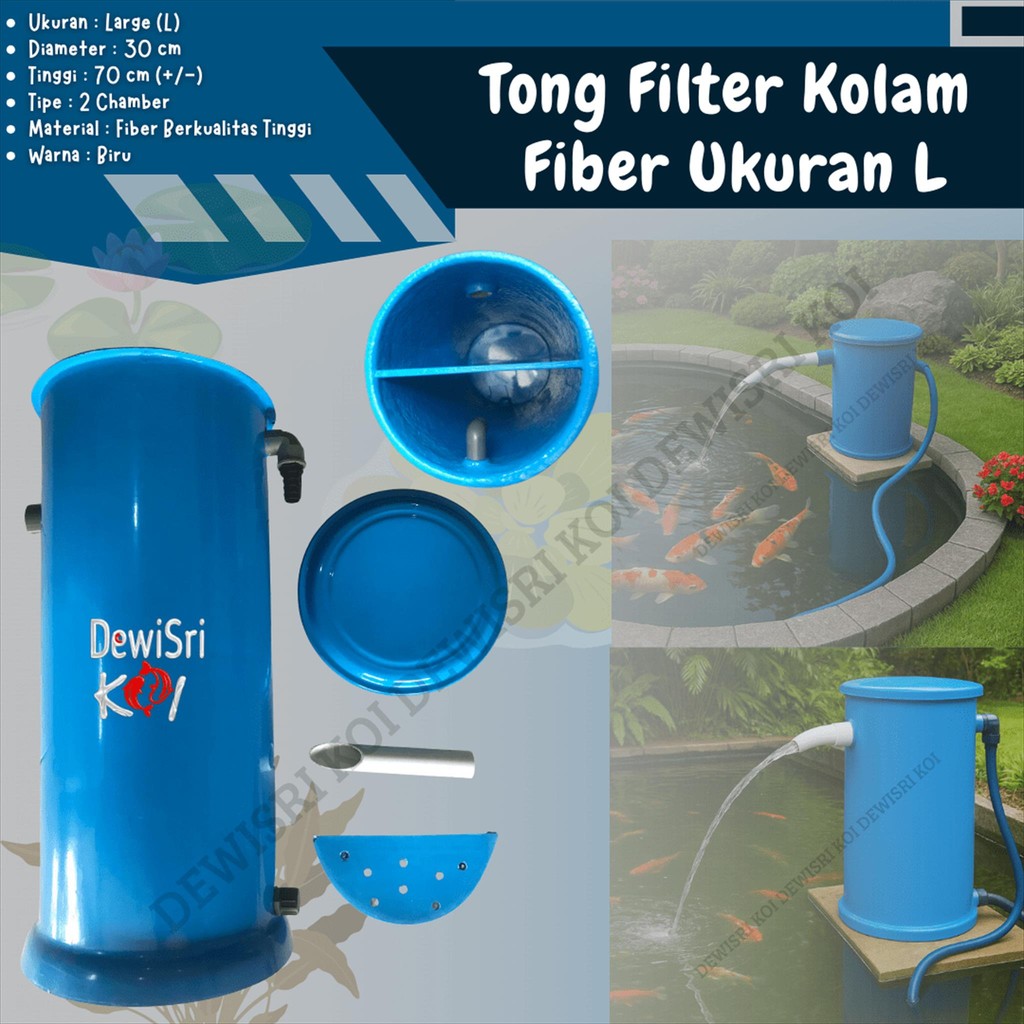Jual Tong Filter Kolam Koi Fiber Ukuran L – Media Filter 2 Chamber ...