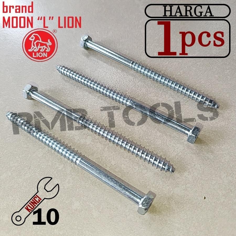 Jual Sekrup Lag Screw 1/4 x 3 7.5cm Brand Moon Lion Baut Deskrup Desk ...