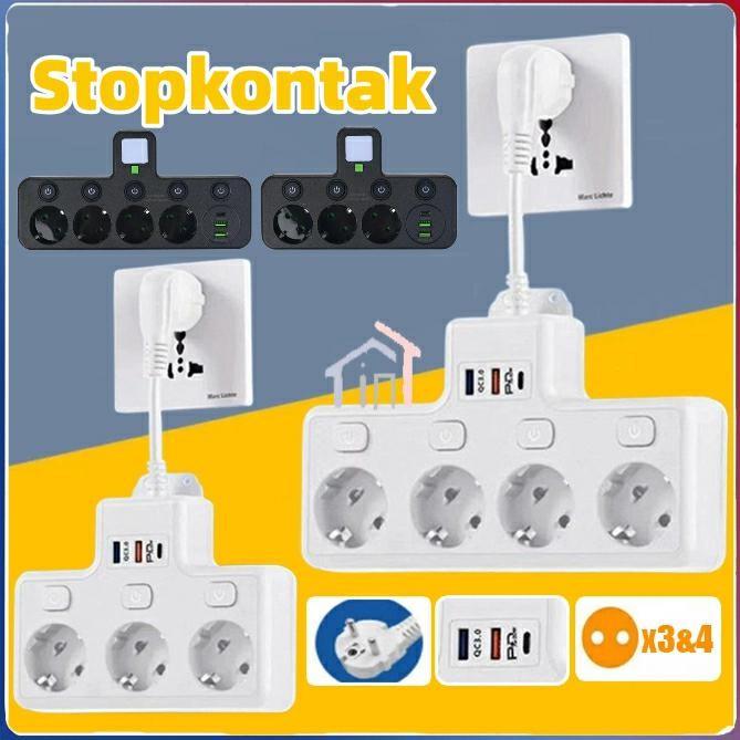Jual [COD] European Plug Adapter Colokan Listrik 3 Lubang Stop Kontak ...