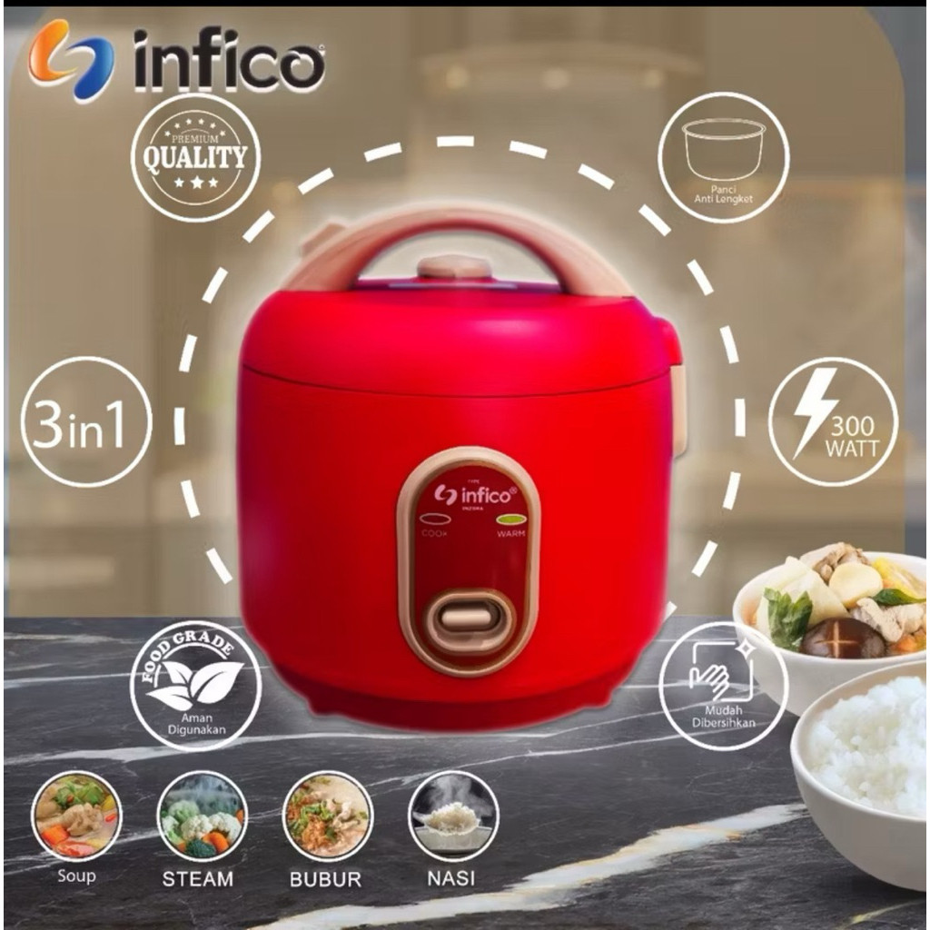 Jual INFICO ILR0806 ELECTRIC RICE COOKER 0,8L LOW WATT 3IN1 / RICE ...