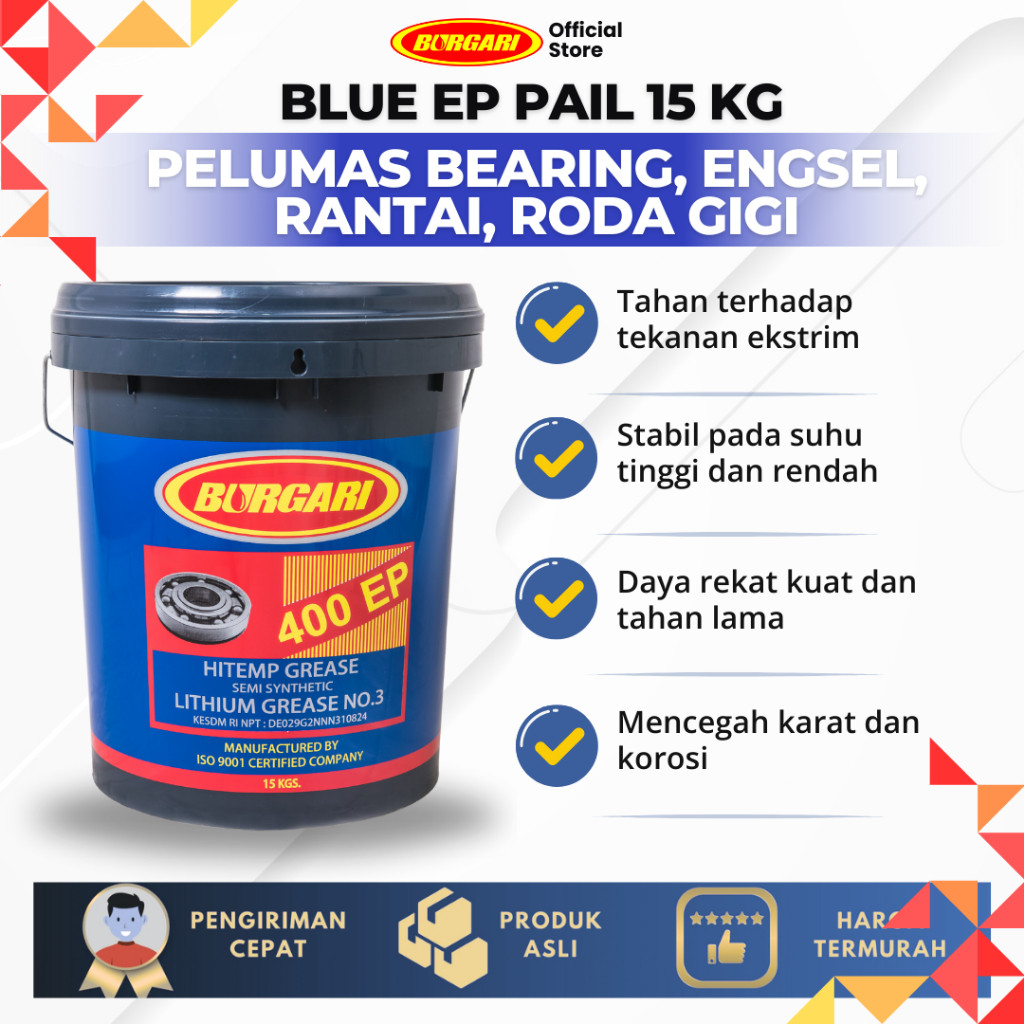 Jual BURGARI GREASE BIRU BLUE EP 15 KG PAIL GEMUK STAMPET GREASE ...