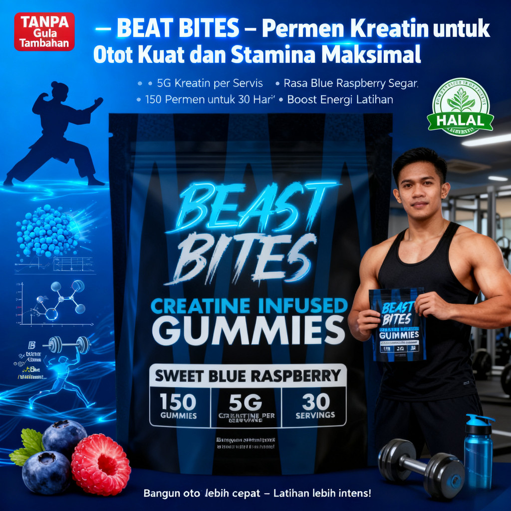Jual Beast Bites Creatine Gummies - Gummy Kreatin Rasa Blue Raspberry ...
