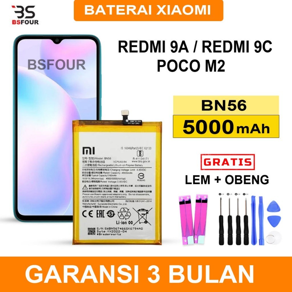 Jual BATERAI BATRE XIAOMI REDMI 9A / REDMI 9C / POCO M2 / BN56 ORIGINAL ...