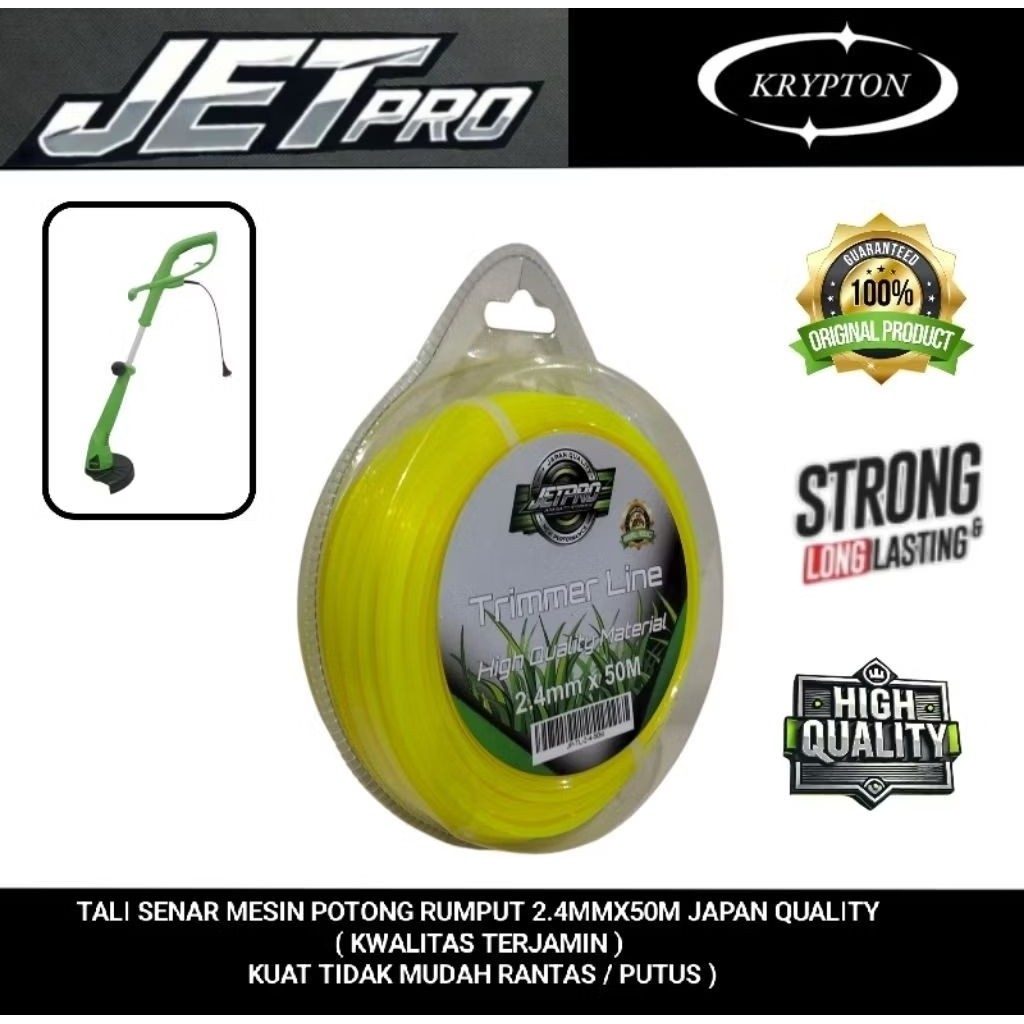 Jual Jetpro tali senar potong rumput 2.4mmx50meter model square ...