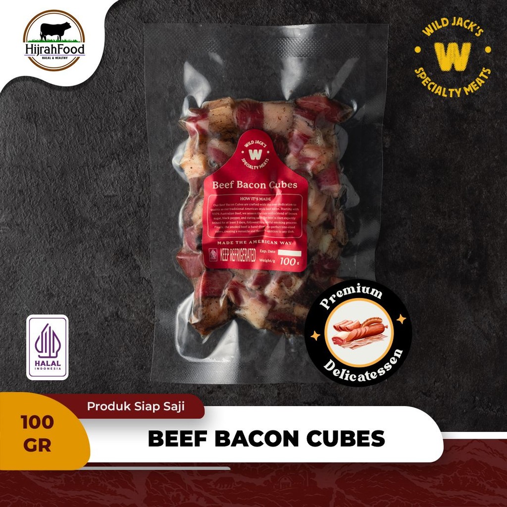 Jual Wild Jack's Premium Smoked Beef Bacon Cubes / Daging Sapi Bacon ...
