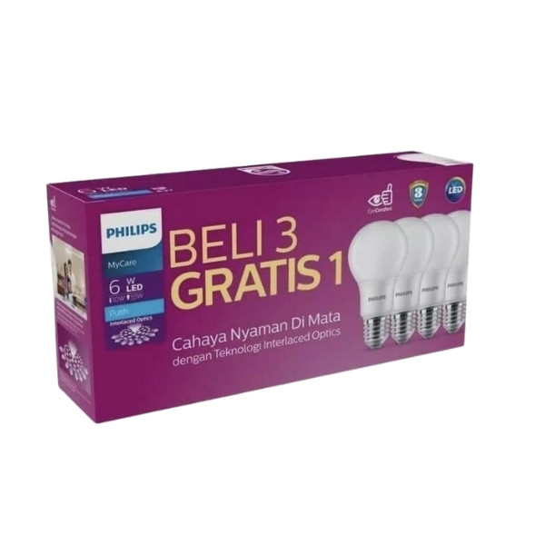 Jual PHILIPS LED 6W PUTIH (MULTIPACK) | Shopee Indonesia