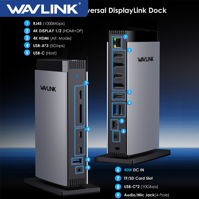 Jual WAVLINK Universal DisplayLink Docking Station Dual/Triple 4K USB C ...