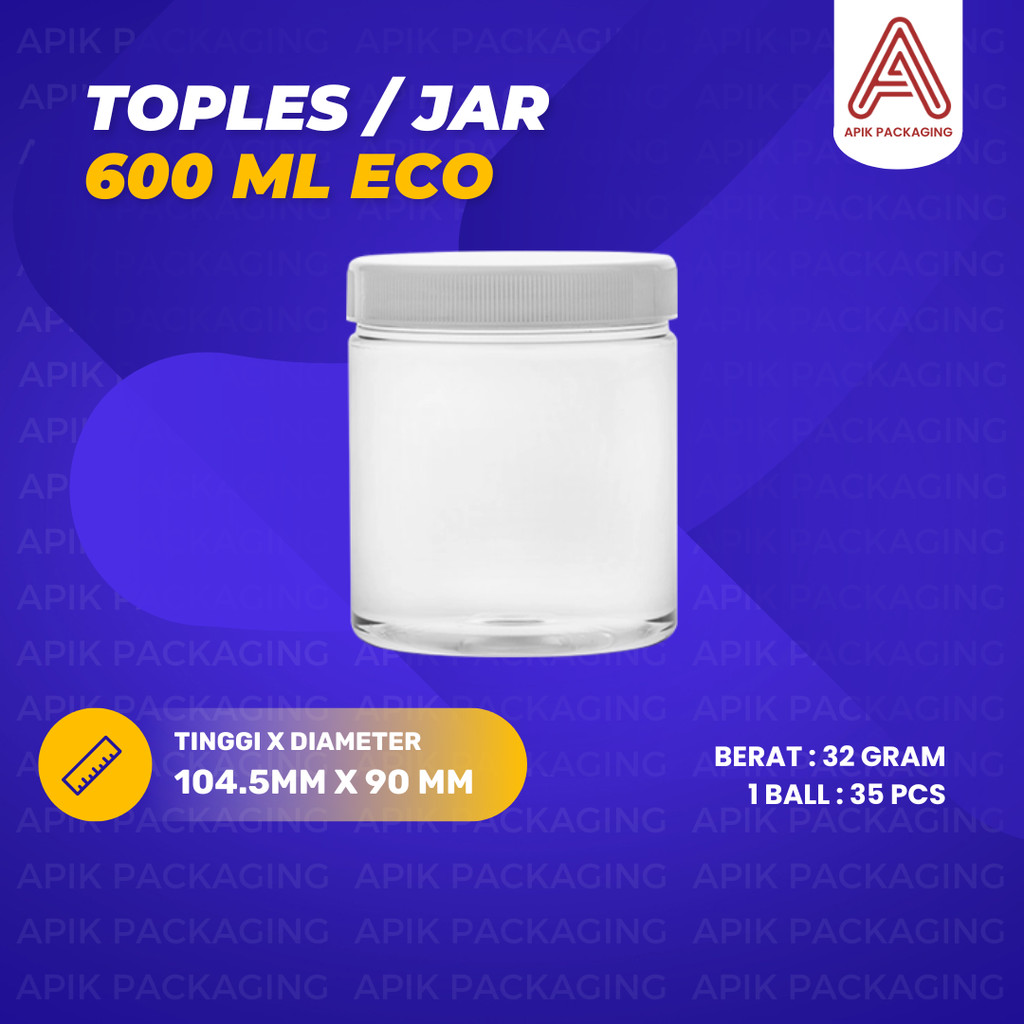 Jual TOPLES / JAR PLASTIK CYLINDER ECO BENING UKURAN 600 ML / TOPLES ...
