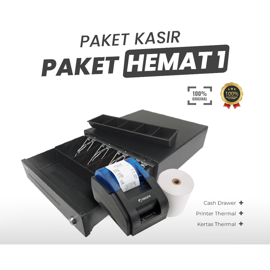 Jual Pahe1 Printer Iware C58BT + Cash Drawer + Kertas Thermal Original ...