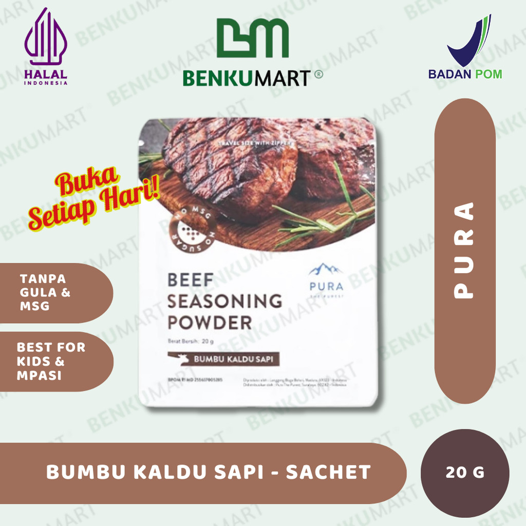 Jual Pura Kaldu Sapi Sachet Zipper (20 gr) | Beef Seasoning Powder 20 ...