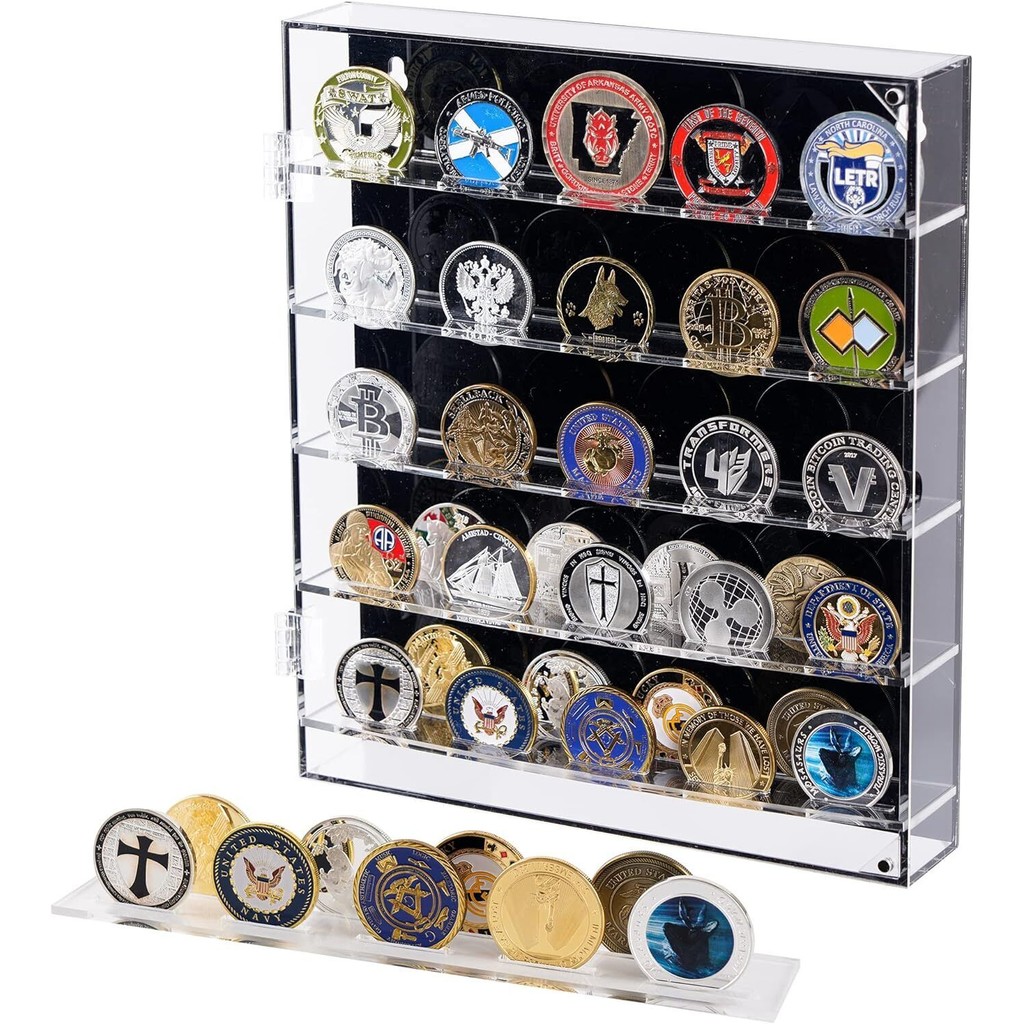 Jual Acrylic Coin Holder Challenge Coin Badges Display Case 45 Military ...