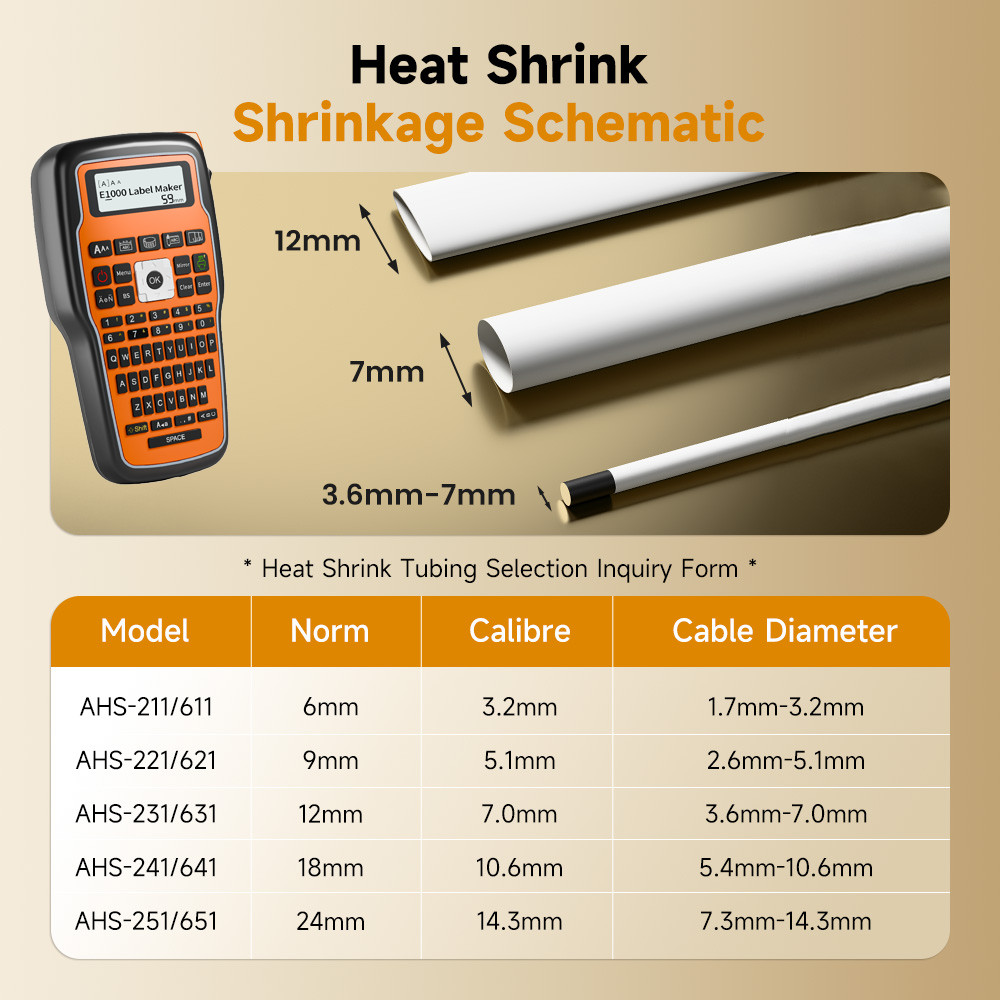 Jual E1000 PRO Portable Heat Shrink Tube Label Printer Industrial Label ...