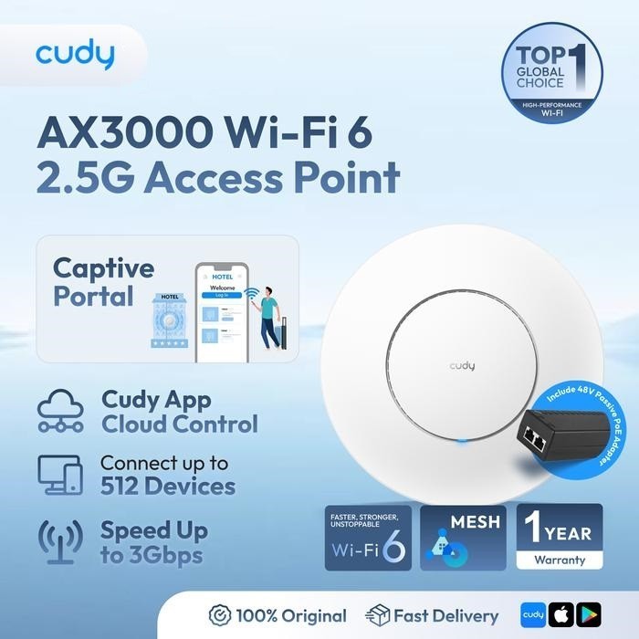 Jual Cudy AP3000 Access Point Wireless WiFi 6 AX3000 2.5G Ceiling ...