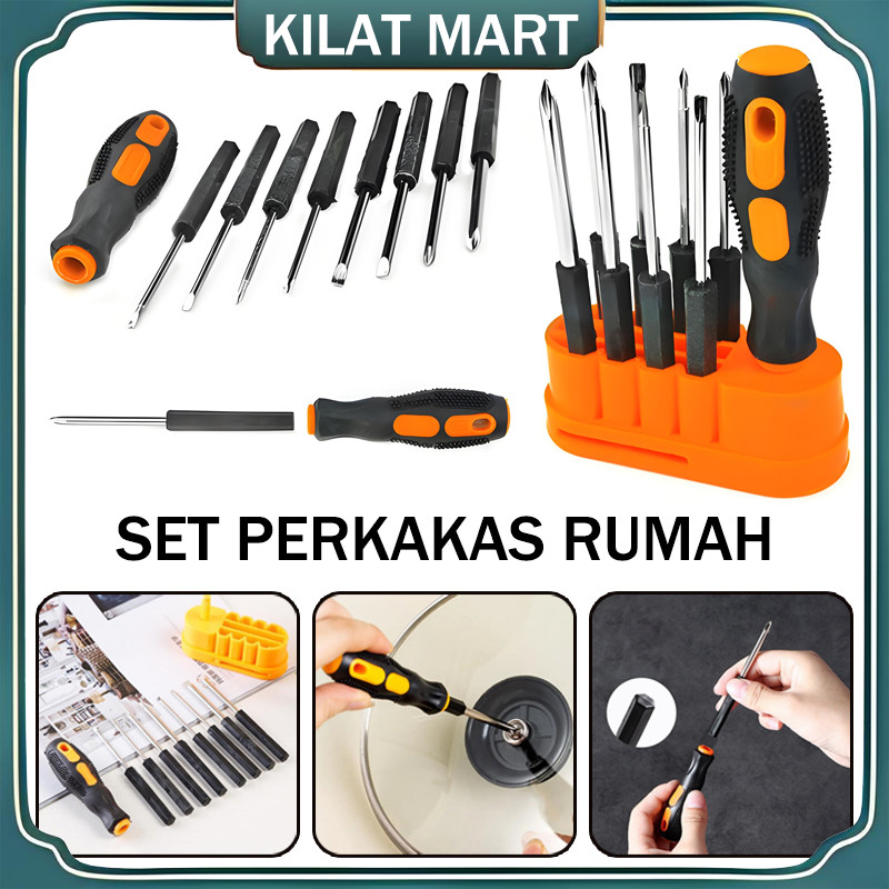 Jual （Barang Spot）Obeng 10 In 1 Obeng Set / Kunci Shock Multifunction ...