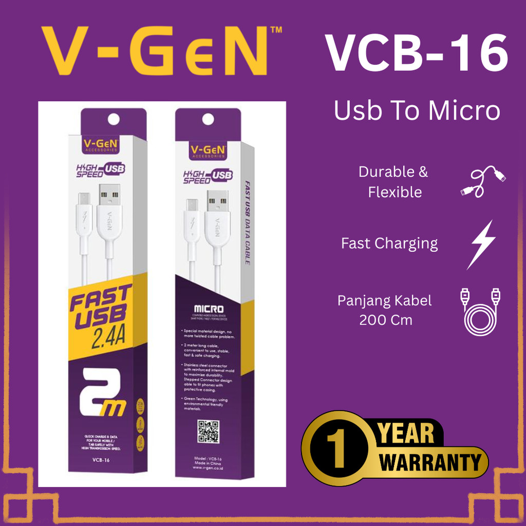 Jual V-GEN VCB-16 Kabel Data Micro Fast Charging 200 Cm | Shopee Indonesia