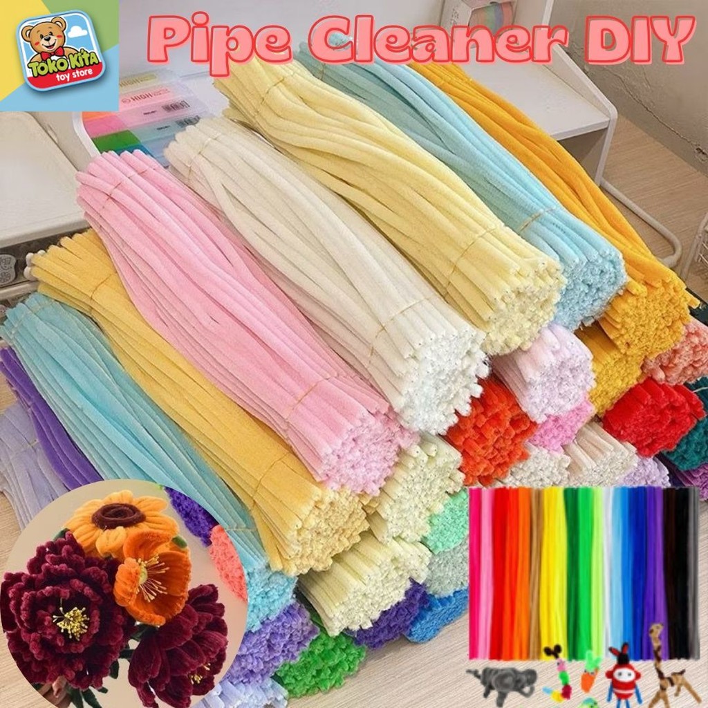 Jual (100 Pcs) Twist Stick Pipe Cleaner 30cm Kawat Bulu Warna Cerah ...