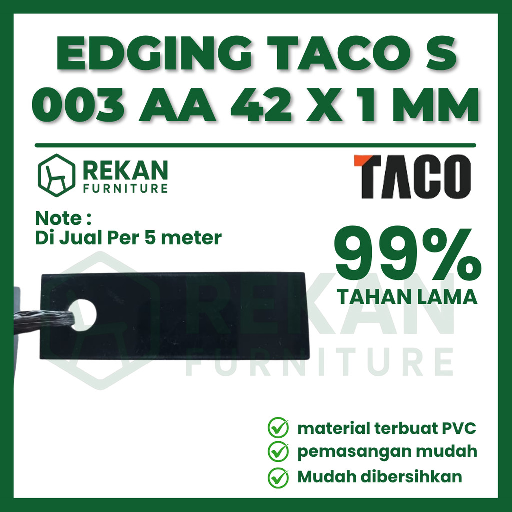 Jual (5 Meter) Edging TACO S 003 Hitam Doff 1 x 42 mm – List Pinggiran ...