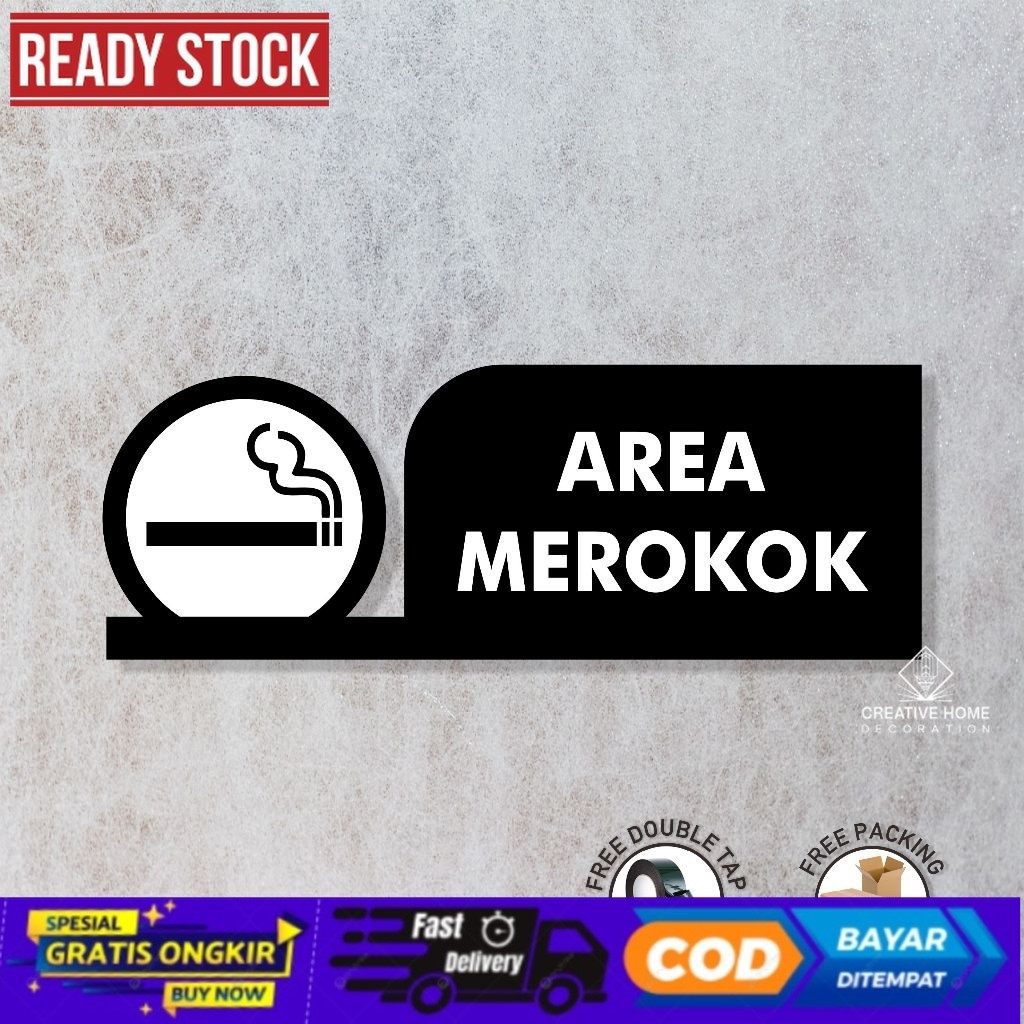 Jual Sign board tanda logo akrilik - AREA MEROKOK - tempel dinding ...