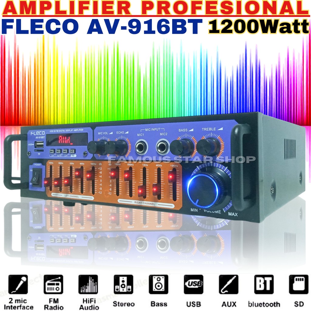 Jual BEST SELLER Power Amplifier Daya 1200 Watt Full Bass Fleco AV ...