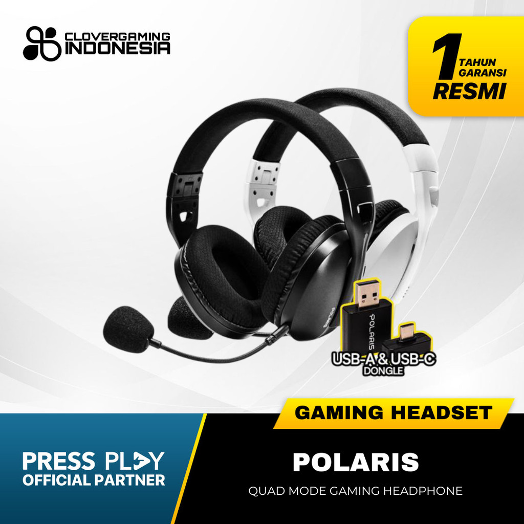 Jual Press Play Polaris Wireless Gaming Headset Quad-Mode Headphone ...