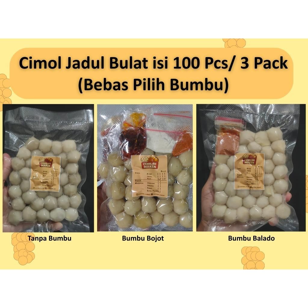 Jual Cimol Jadul Bulat Frozen 3 Pack x 33 pcs free Bumbu Cemilan Maken ...