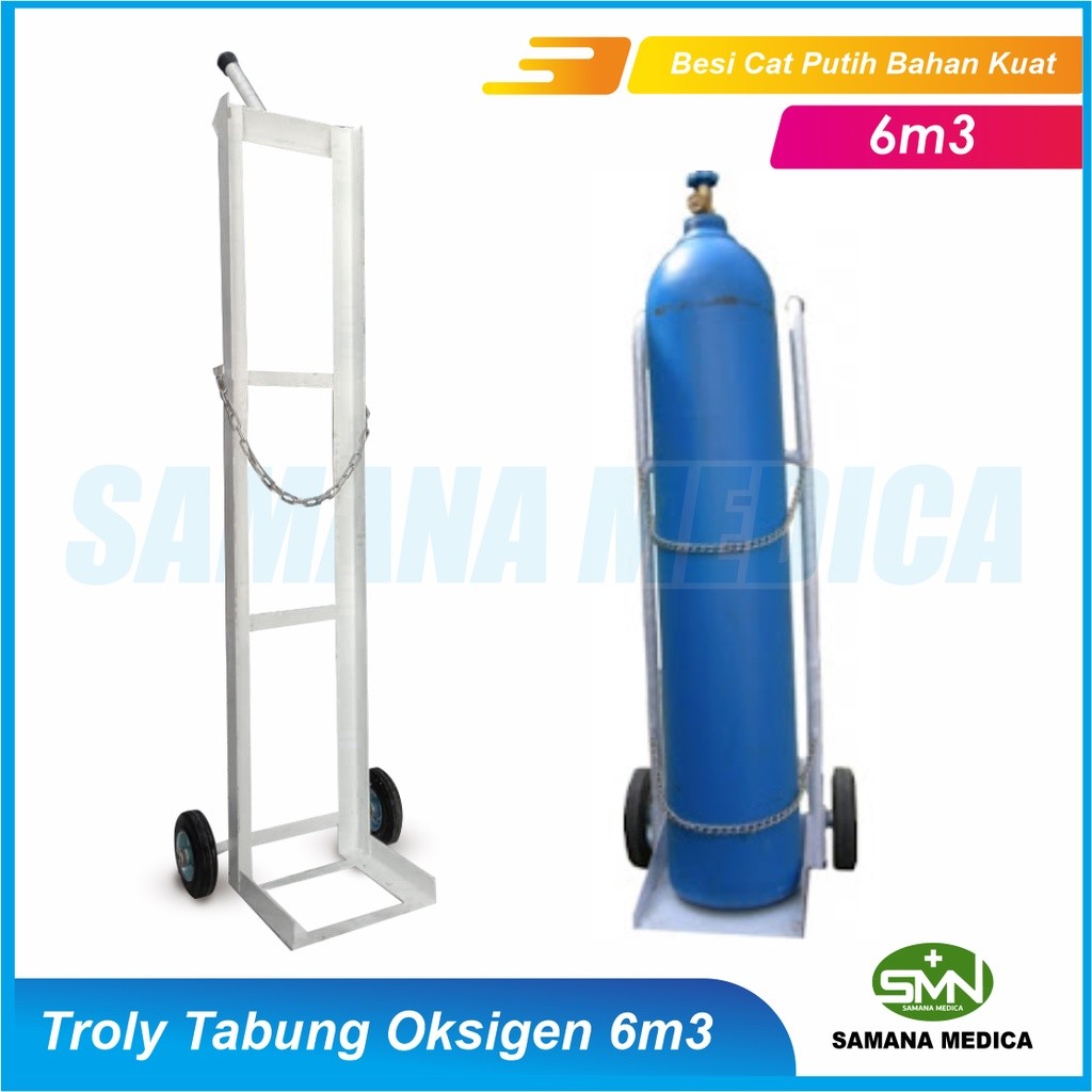 Jual Troly Tabung Oksigen 6M3 Besi Cat Putih Bahan Kuat , Tidak Mudah ...