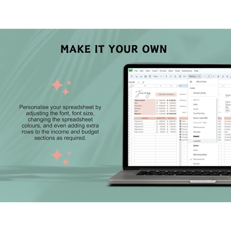 Jual Annual & Monthly Budget Spreadsheet Bundle Google Sheets Savings ...